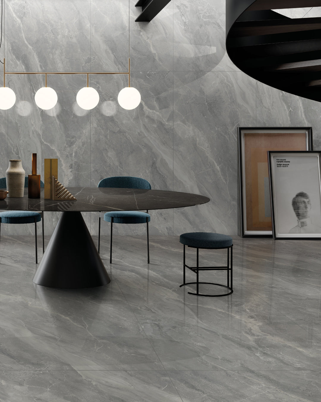 Supreme Seattle Grey Porcelain Tiles - Endless Vein® - Kaolin Surfaces