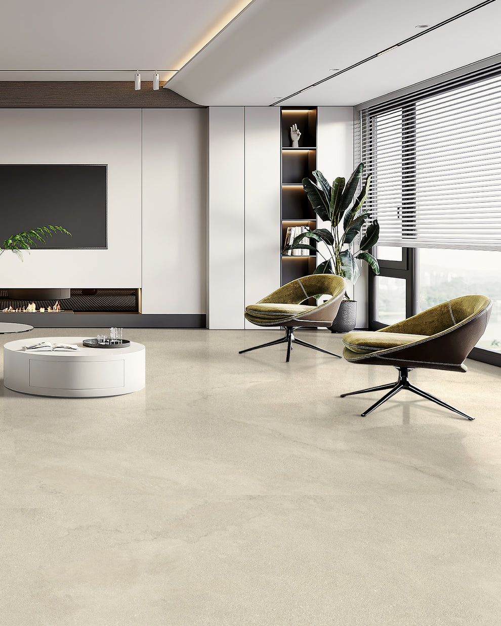 Bianco Fossil Porcelain Tiles - Textured Honed - Kaolin Surfaces