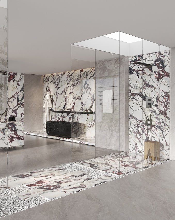 Calacatta Viola Rotonda Customisable Porcelain Tiles - Kaolin Surfaces