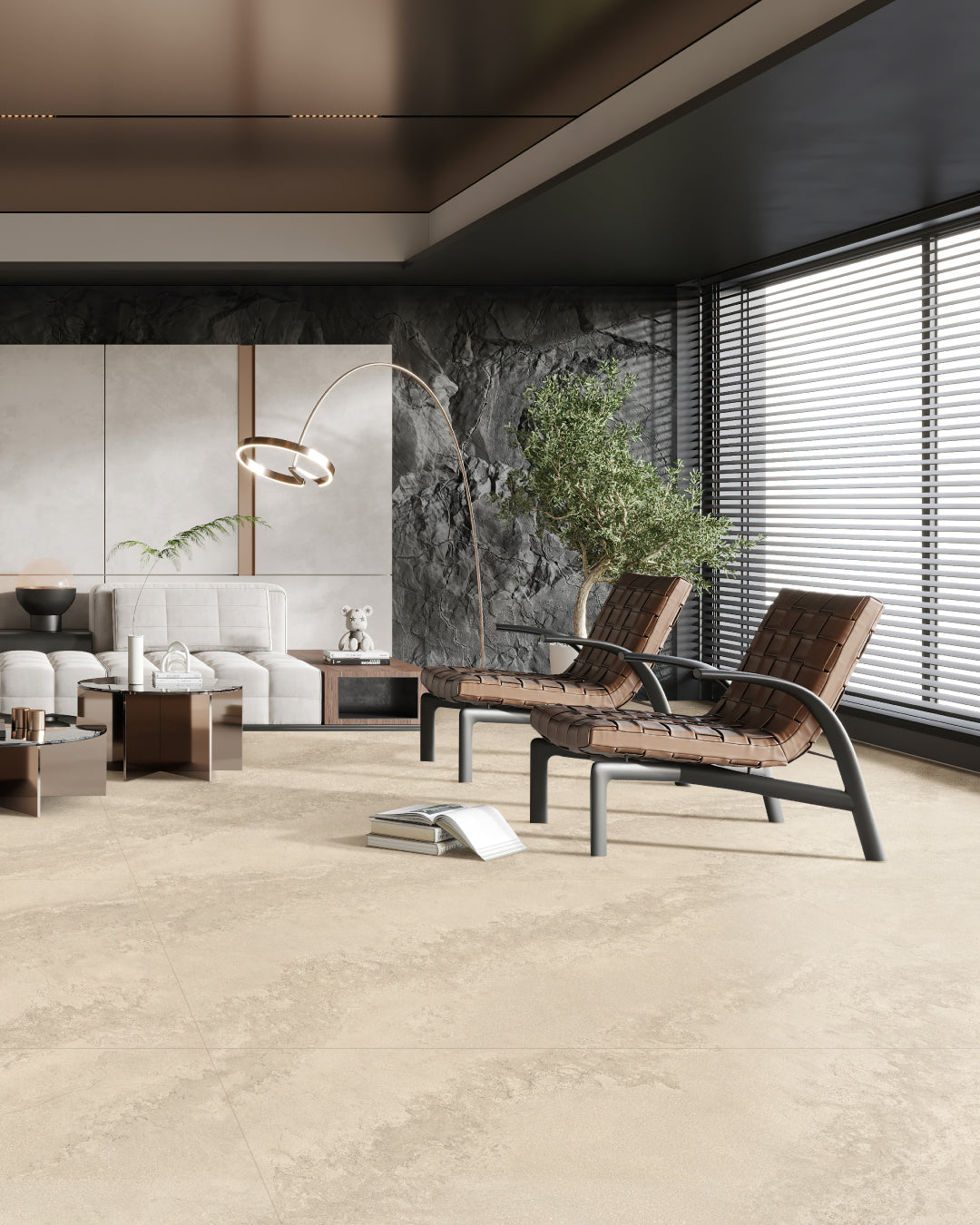 Avorio Limestone Porcelain Tiles - Endless Vein® - Kaolin Surfaces