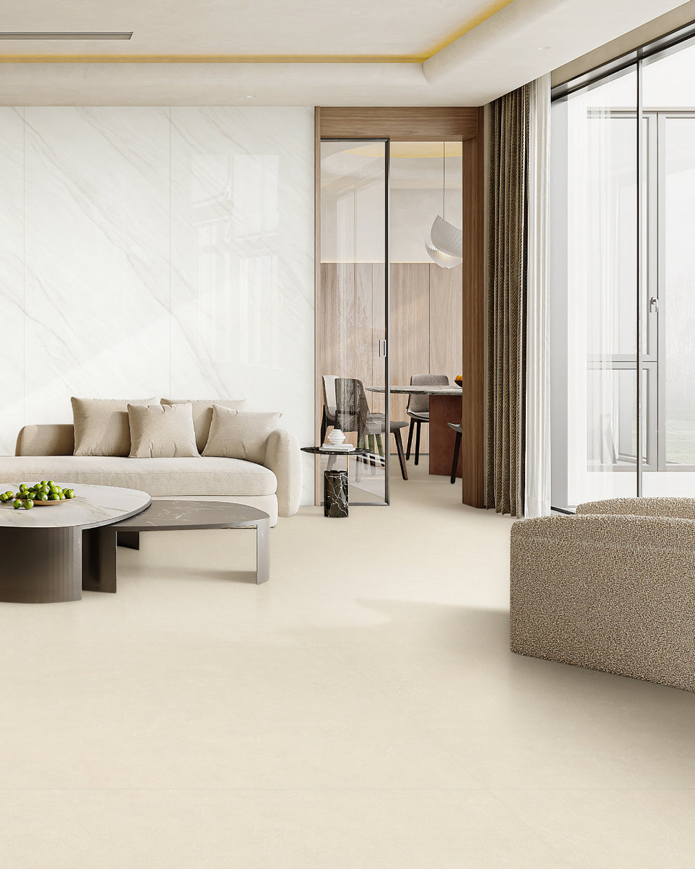 White Agate Porcelain Tiles - Honed Slabs - Kaolin Surfaces