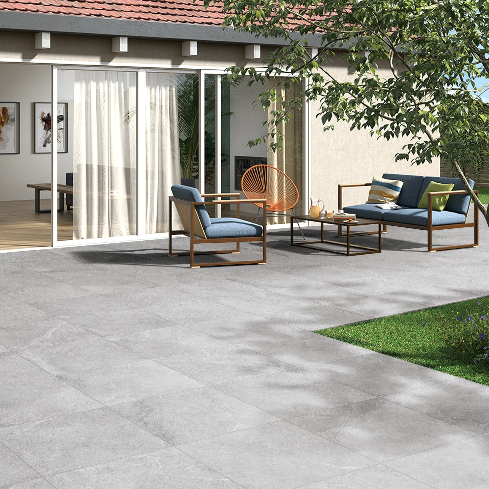 Limestone Cinder Porcelain Tiles - Textured Matte - Kaolin Surfaces