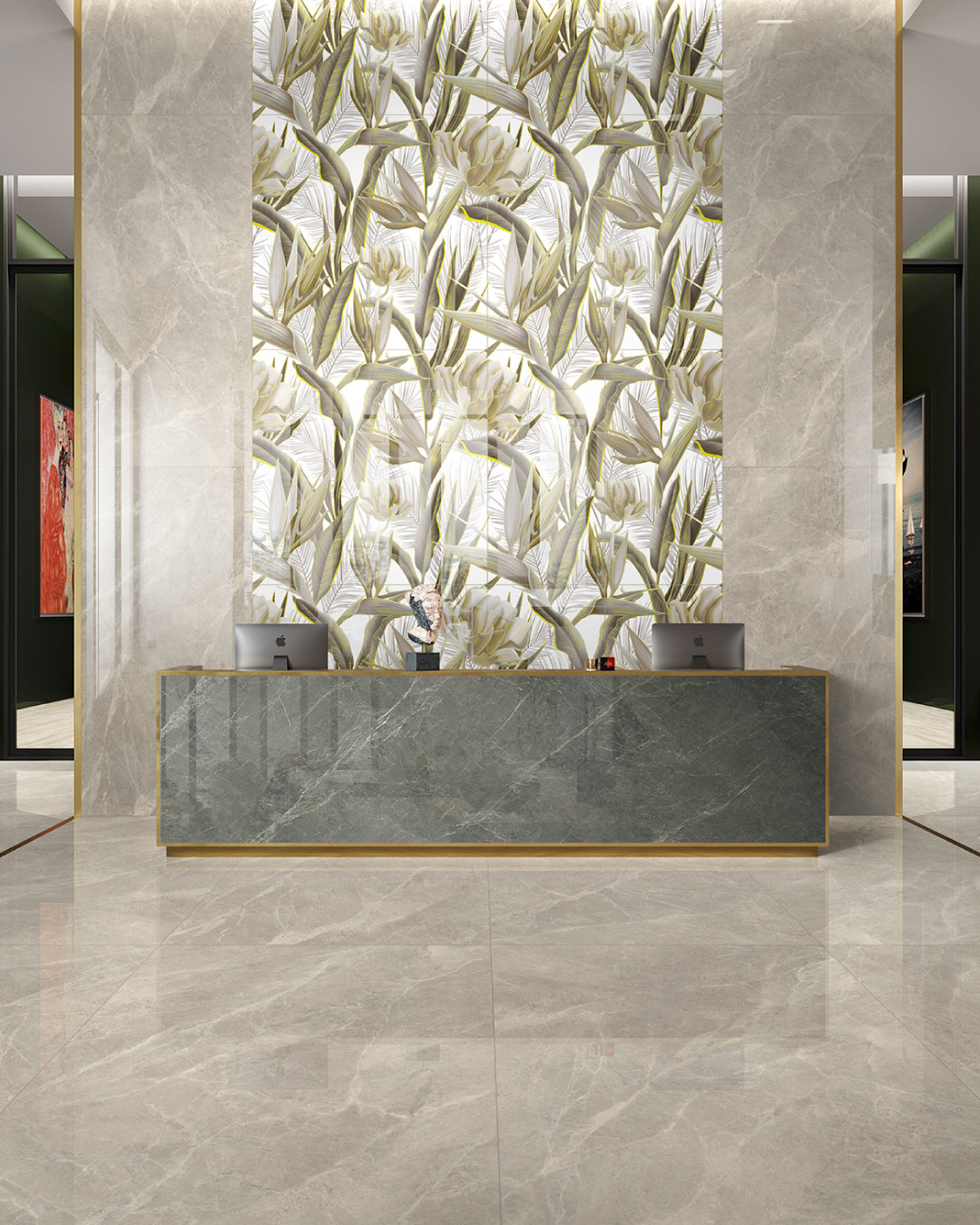Golden Lilies Porcelain Tiles - Textured Honed - Kaolin Surfaces